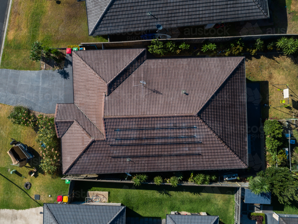 Image of Rails up on roof of house ready for solar panel installation ...