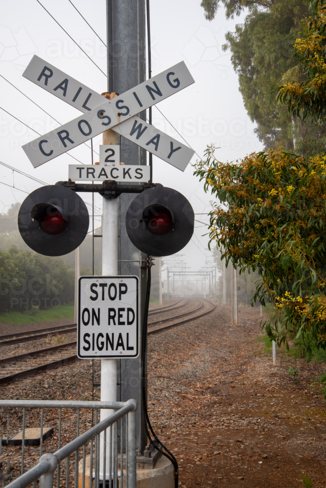Image of Railway crossing sign at a level crossing in Brighton ...