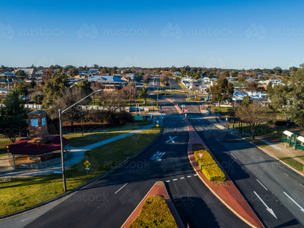 Image of railway line crossing in rural country town of Coolamon seen ...