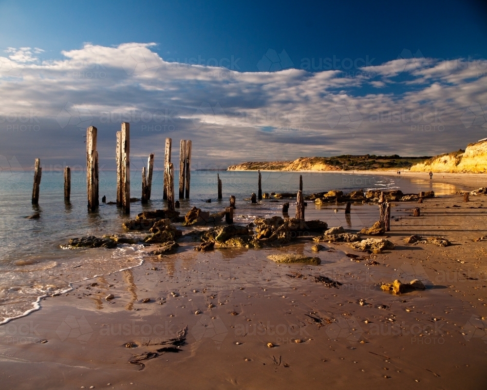 Image of Remains of Port Willunga Jetty - Austockphoto