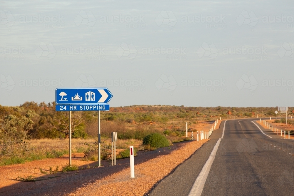 Image of Rest stop sign on side of outback highway - Austockphoto