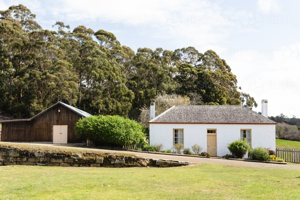 Image of Restored houses around Port Arthur historic ruins. - Austockphoto