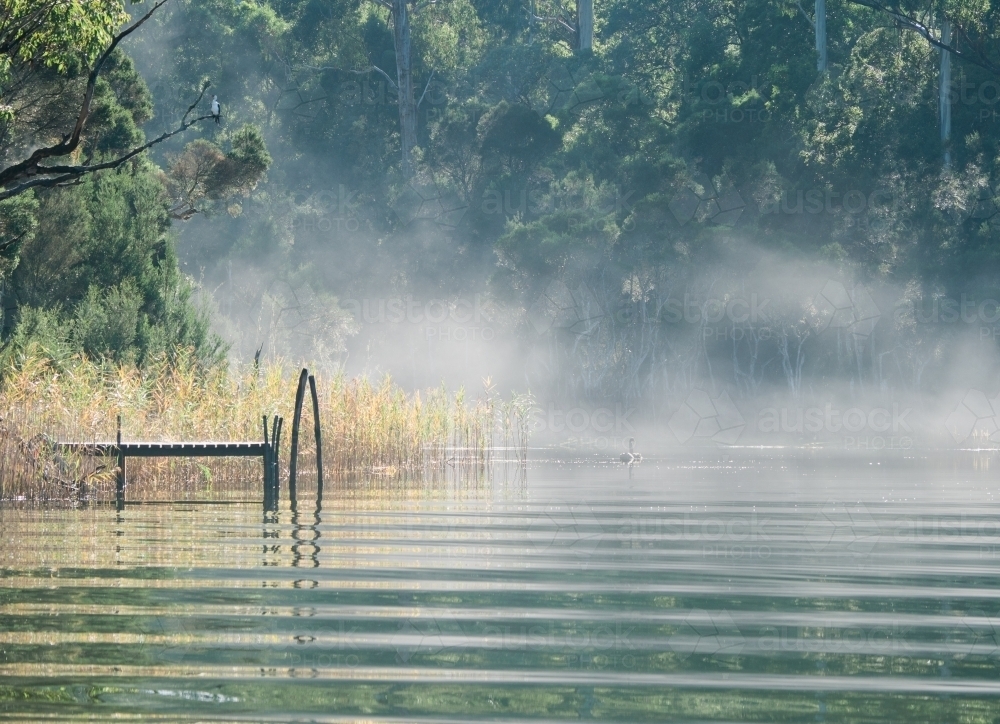 Image of Ripples from a Boat's Wake on River - Austockphoto