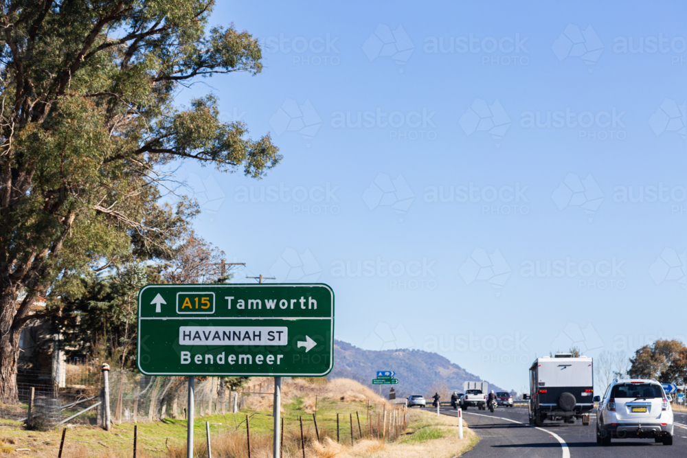 Image of road sign with direction to Australian towns along the New ...