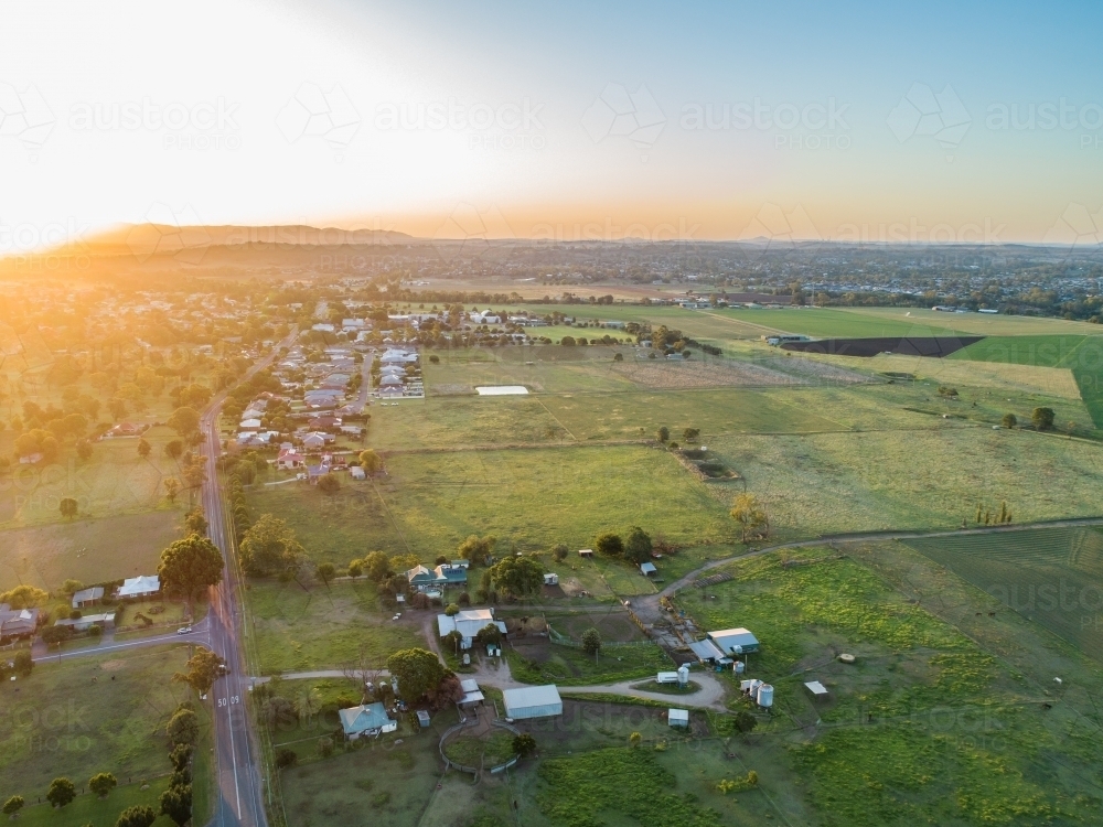 Image of Road to the sunset in australian countryside with rural town ...