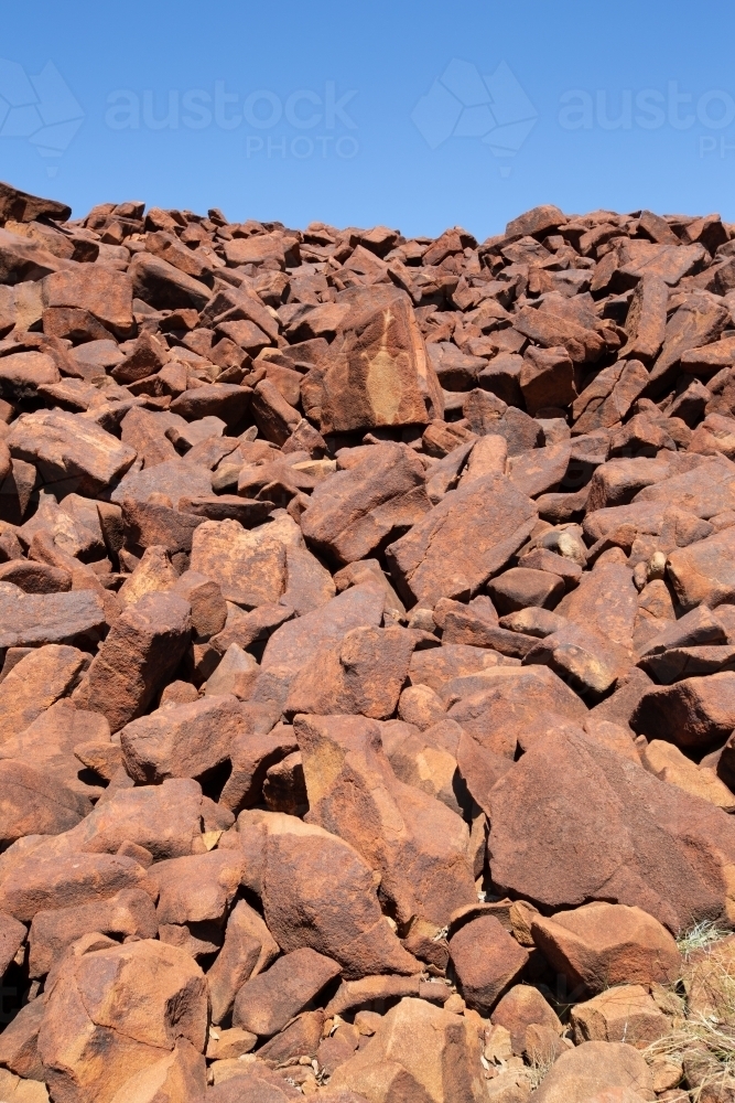 Image of Rocks with petroglyphs on the Burrup Peninsula - Austockphoto