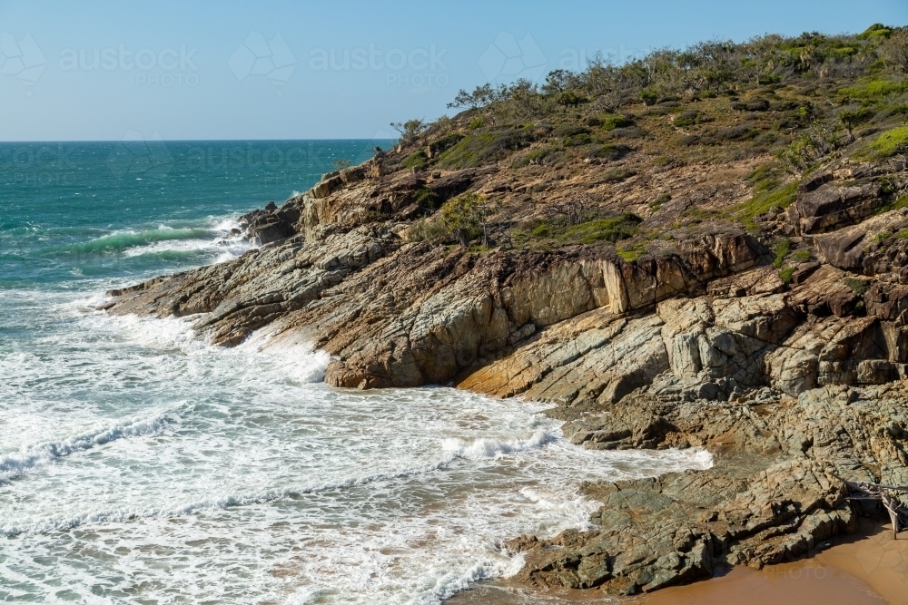 Image of Rocky coastline near Seventeen Seventy, Queensland. - Austockphoto