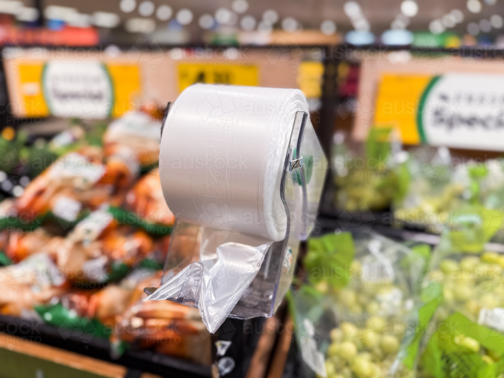 Image of roll op plastic bags in the fresh food section of the ...