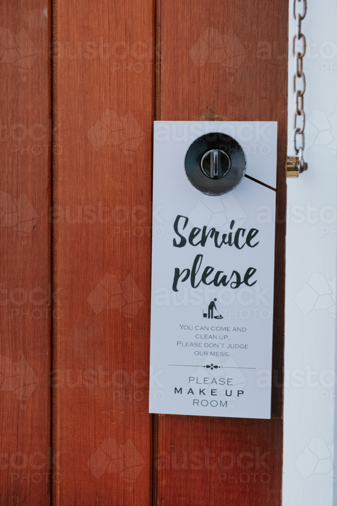 Image of Room service sign in a door - Austockphoto