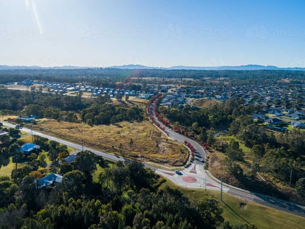 Image of Roundabout in singleton looking towards Hunterview - Austockphoto
