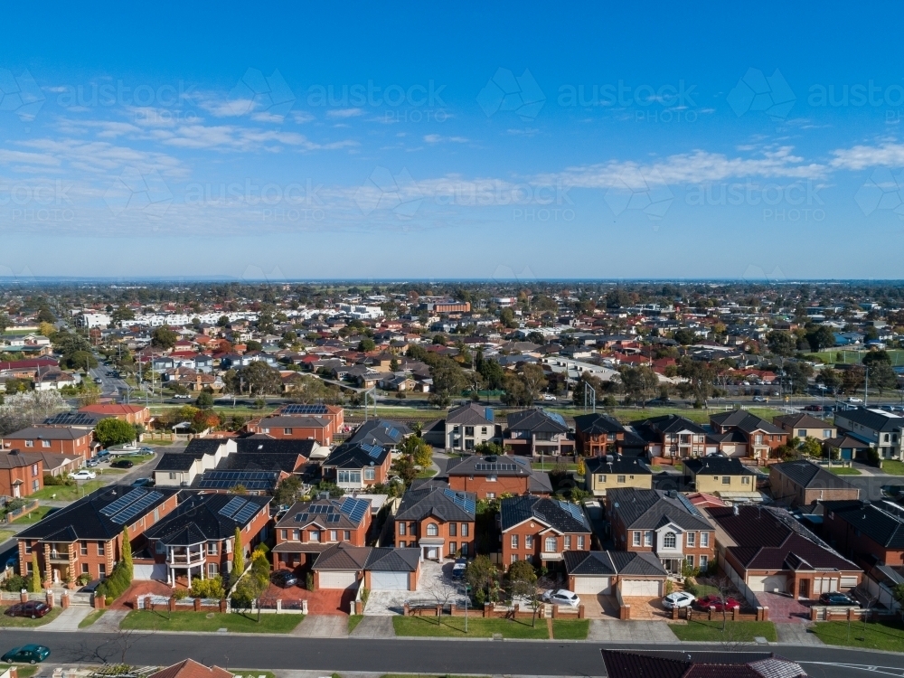Image of Rows of two storey brick houses in Melbourne suburb Springvale ...