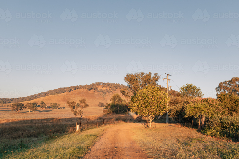 Image of Rural Australian country scene at sunrise - Austockphoto