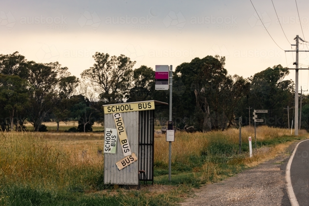 Image of Rural bus stop on the roadside in country Victoria covered in ...