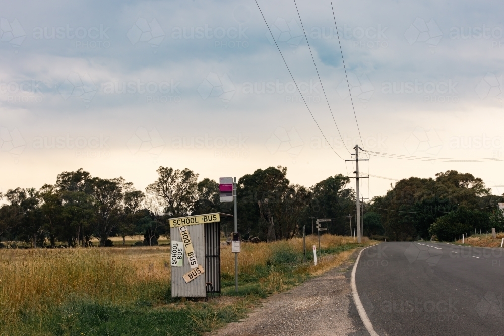 Image of Rural bus stop on the roadside in country Victoria covered in ...