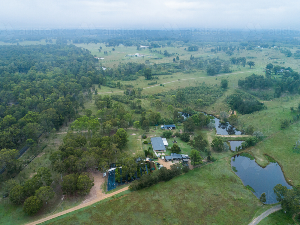 Image of rural property aerial landscape with farmhouse and small ...