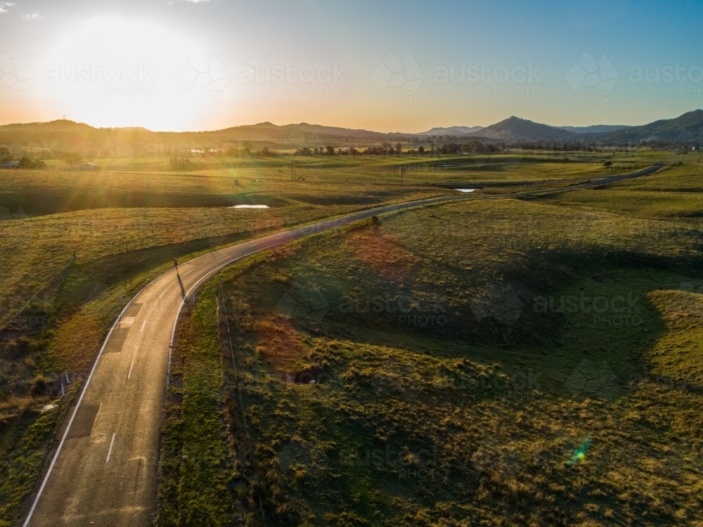 Image of Rural road through green paddocks of Melville in Maitland area ...