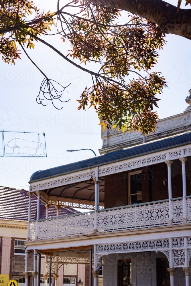 Image of Rustic ironwork along balcony of historic building in Armidale ...