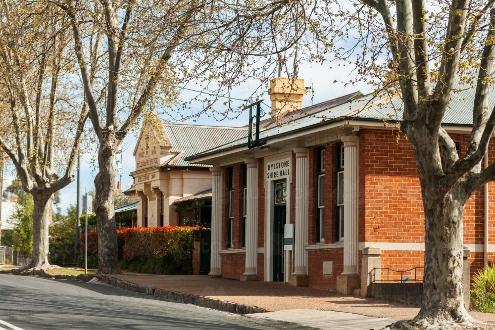 Image of Rylstone Shire hall building in rural town - Austockphoto