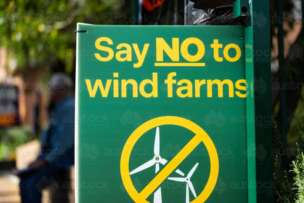 Image of say no to wind farms political sign outside polling location ...