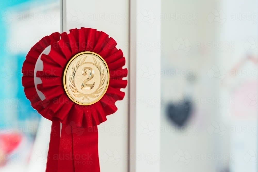 Image of Second place red ribbon - Austockphoto