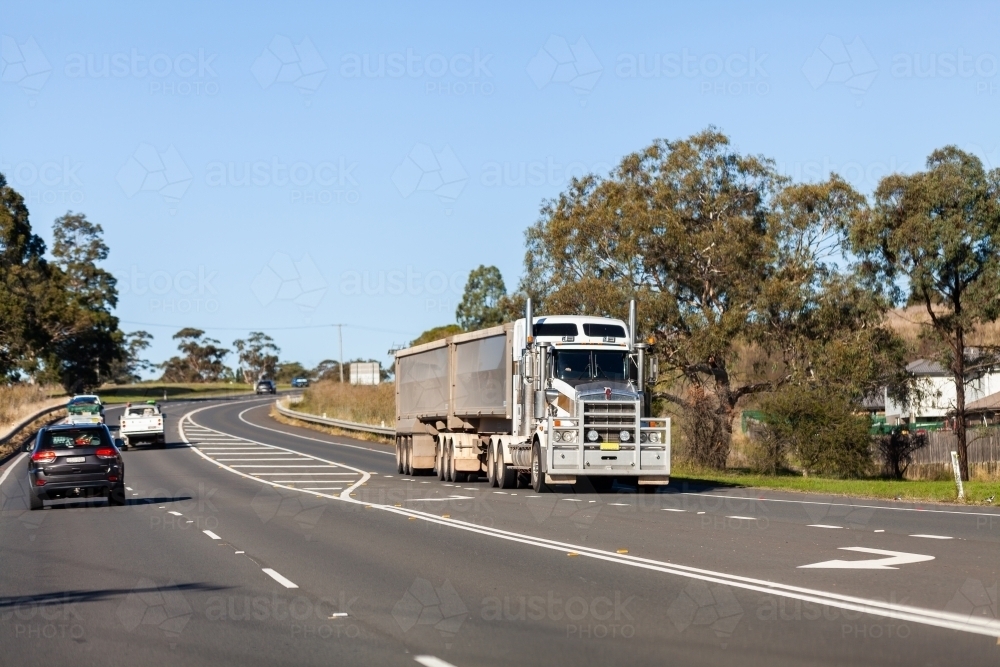 Image of Semi trailer truck transporting goods on highway in Australia ...
