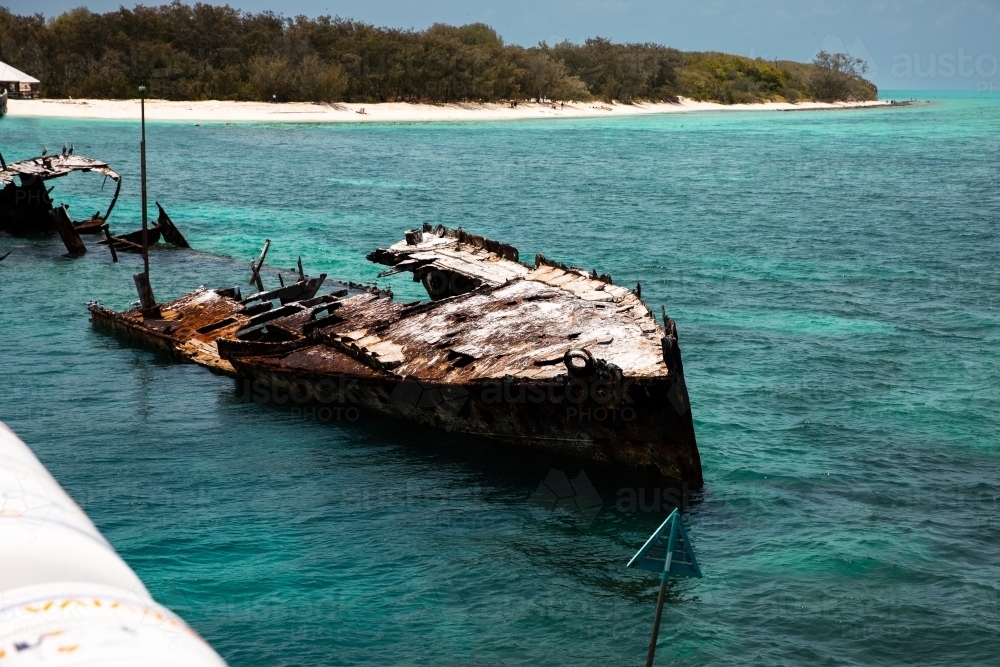 Image of Ship wreck on the reef near Heron Island Great Barrier Reef ...