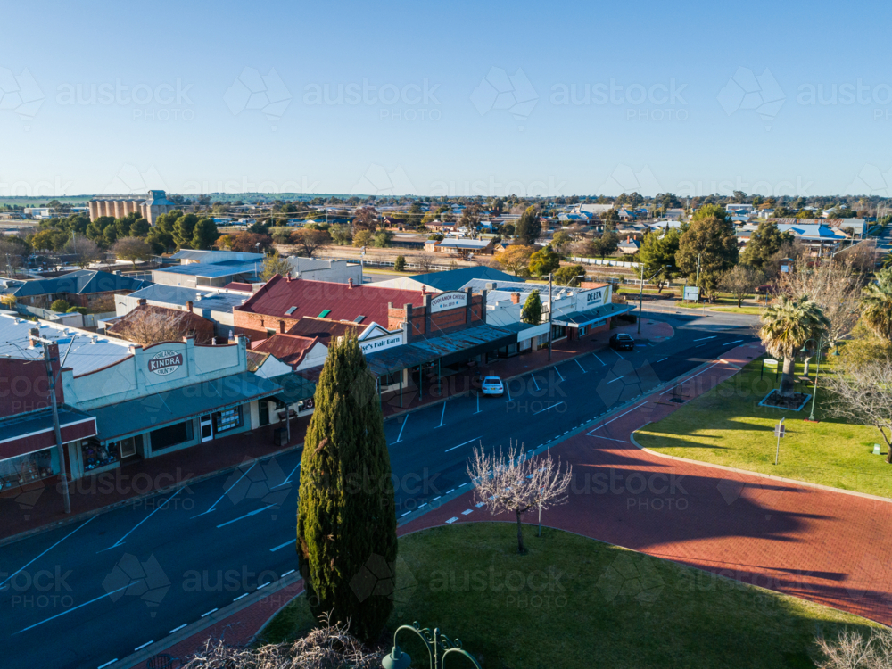 Image of shopfronts along main street in country town of Coolamon seen ...
