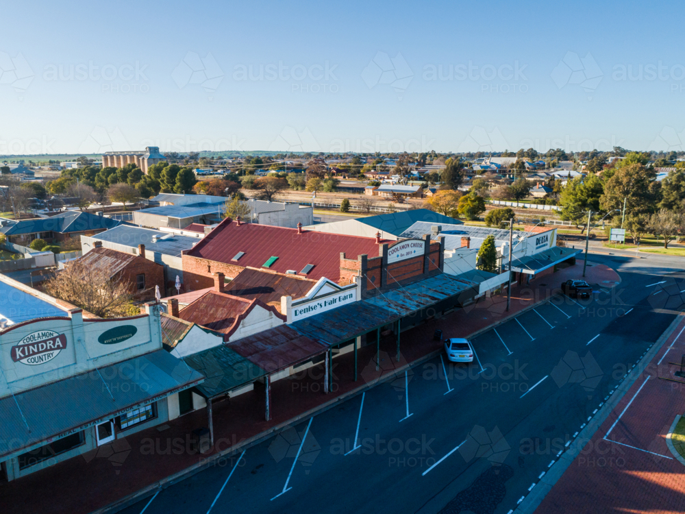 Image of shopfronts along main street in country town of Coolamon seen ...
