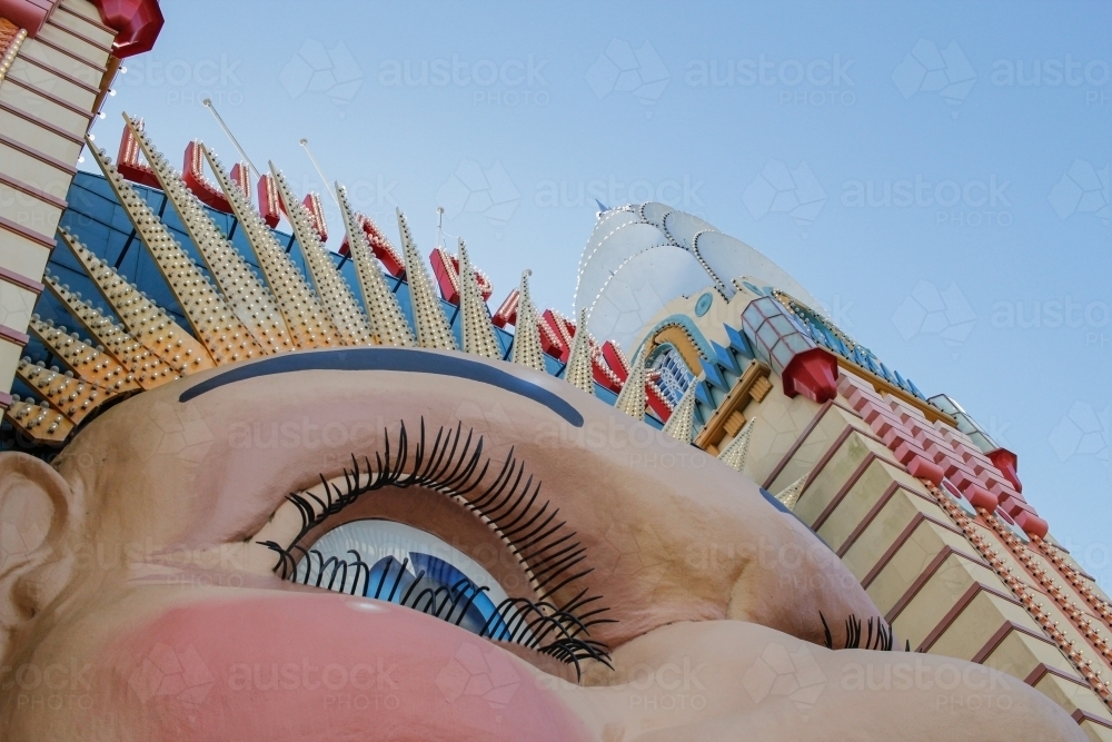 Image of Shot upwards at the Luna Park gate face - Austockphoto