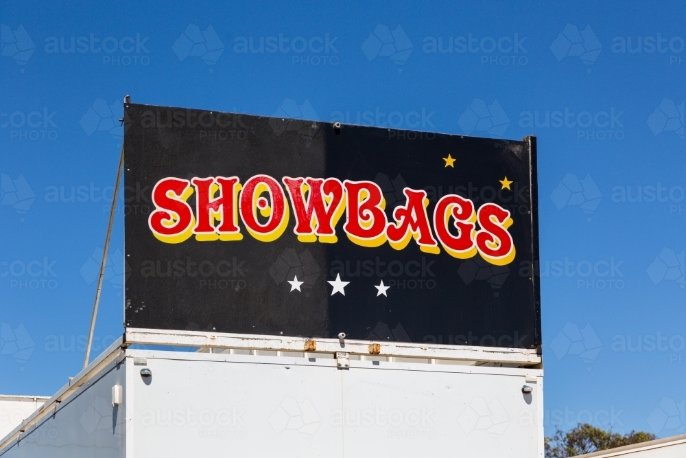 Image of Showbags sign at country show - Austockphoto