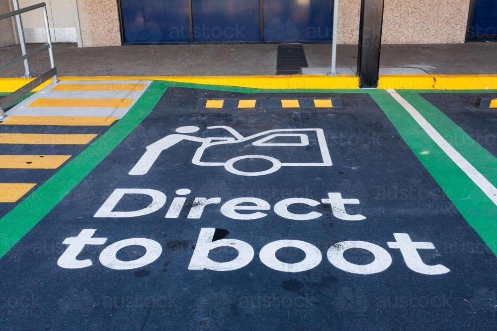 Image of Sign on ground at direct to boot parking space at shopping ...