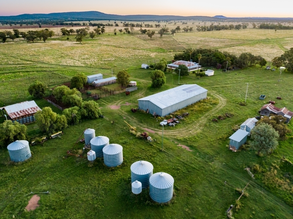 Image of Silos, machinery sheds and hay shed on old australian family ...