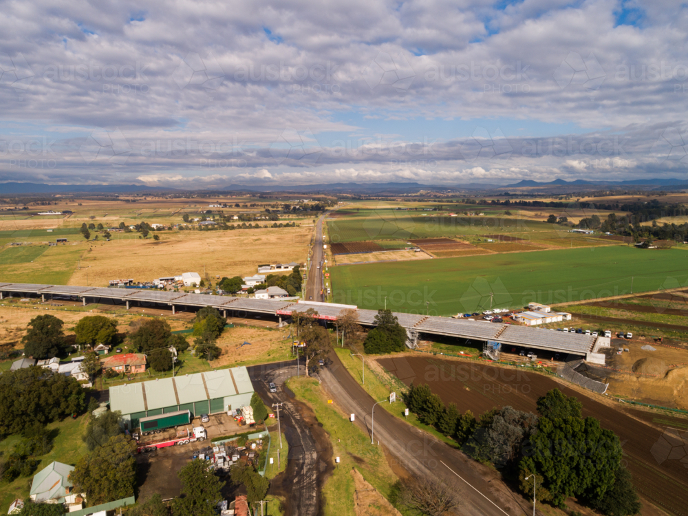Image of Singleton Bypass bridge under construction with aerial view ...