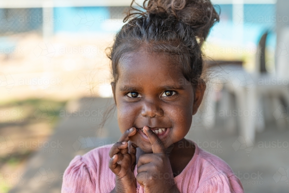Image of Smiling 3yo Aboriginal girl - Austockphoto