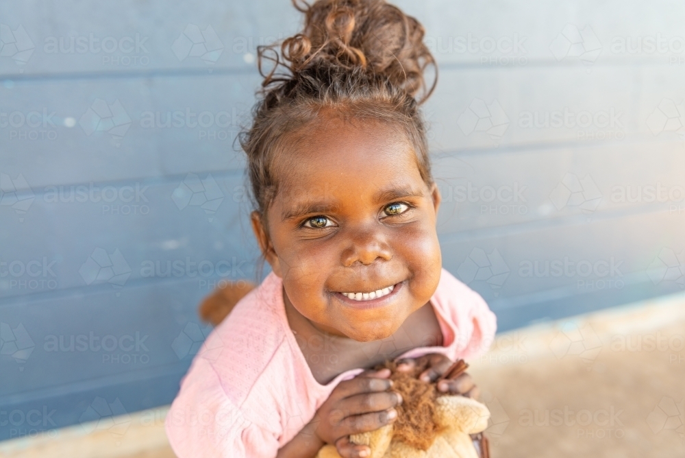 Image of Smiling 3yo Aboriginal girl - Austockphoto