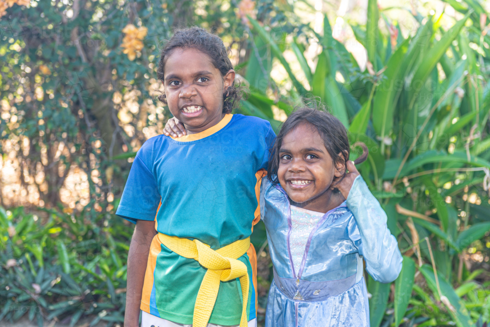 Image of Smiling aboriginal girls outside - Austockphoto
