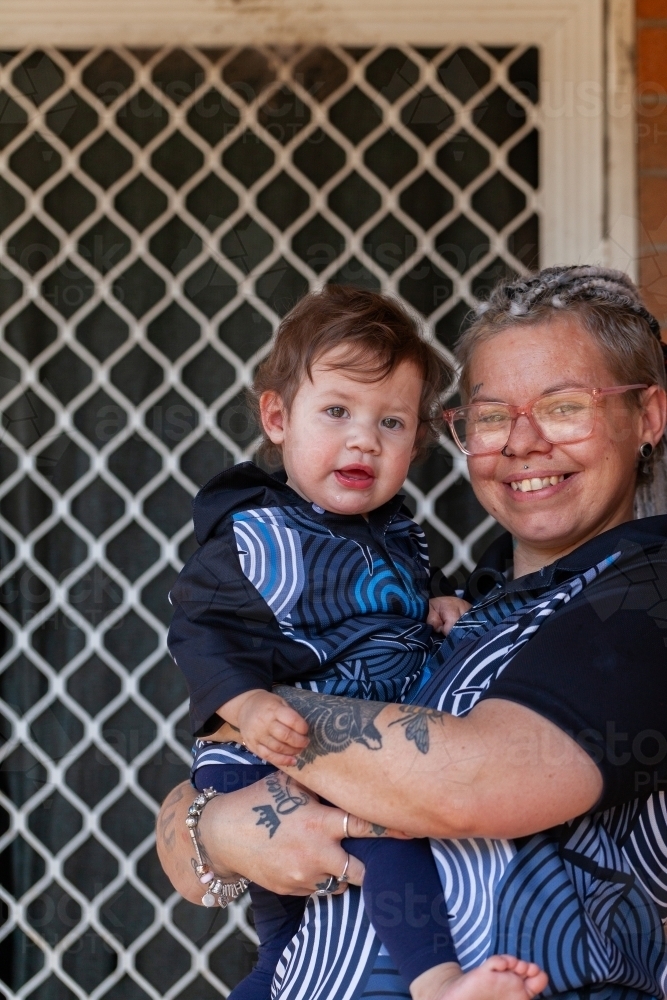 Image of Smiling portrait of First Nations Australian mum with baby ...