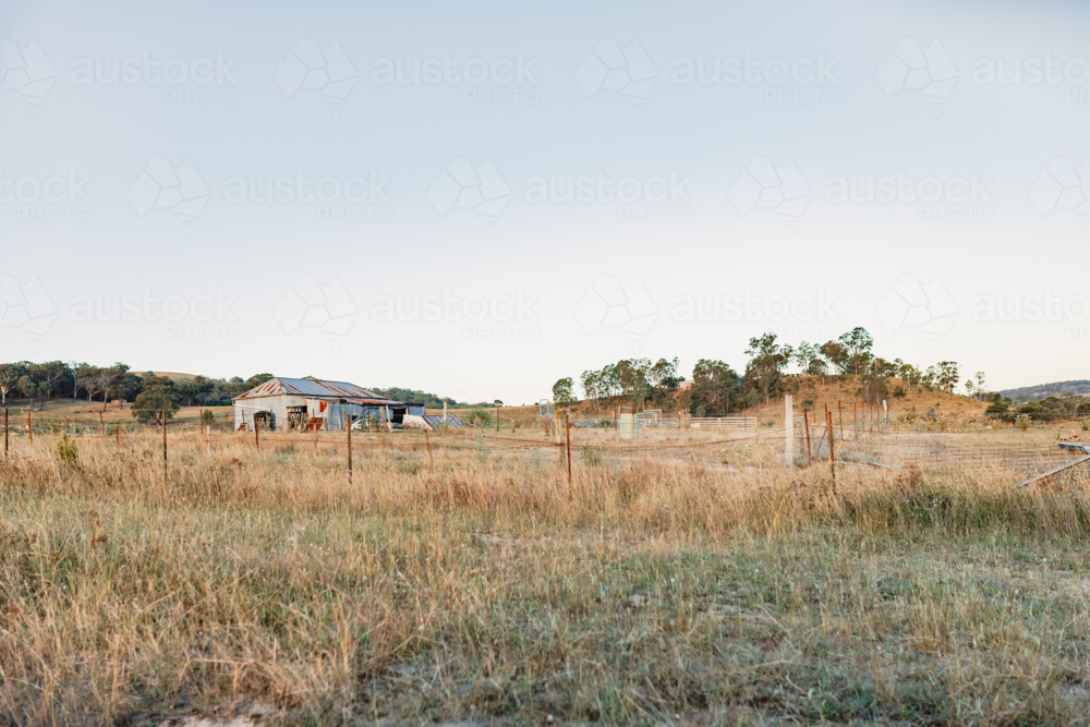 Image of Soft blue sky over rural Australian landscape with rustic ...