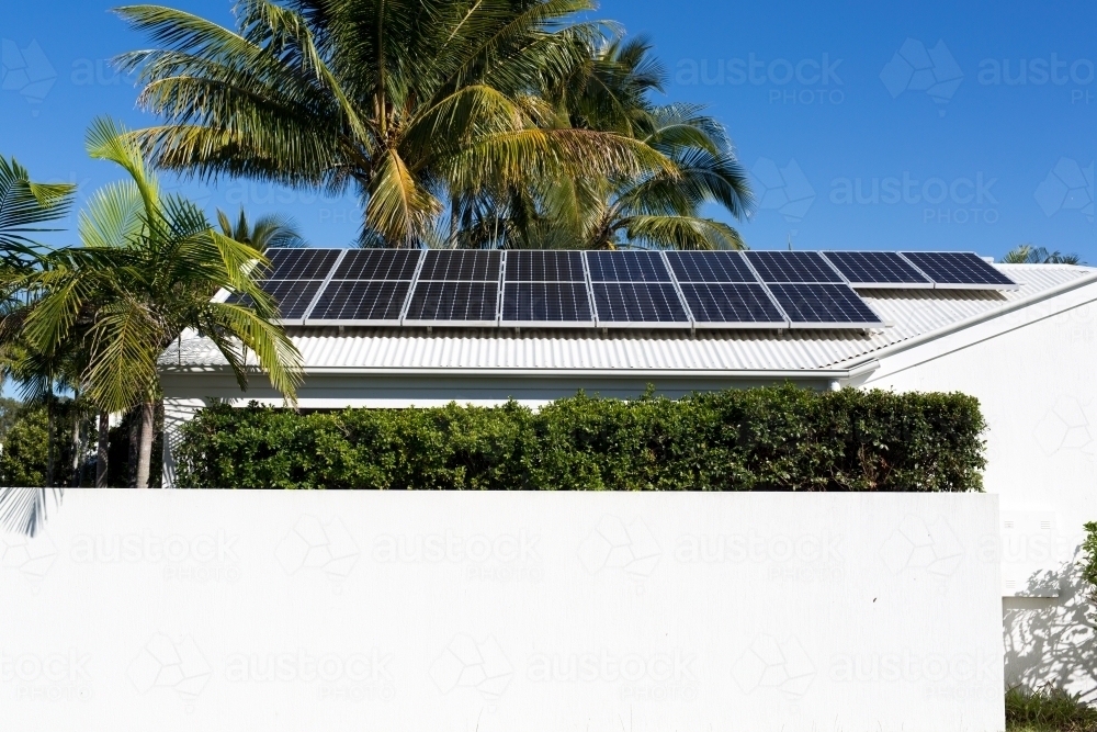 Image of Solar panels on an Australian house at Noosa, Queensland ...