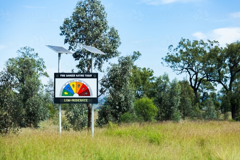 Image of Solar panels powering a roadside fire danger rating sign ...