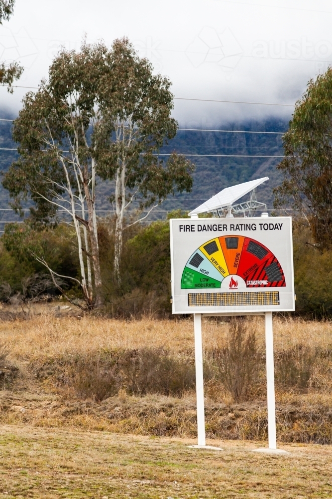 Image of Solar powered fire danger rating sign - Austockphoto