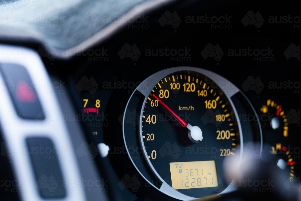 Image of Speedo of car showing 60 km per hour - Austockphoto