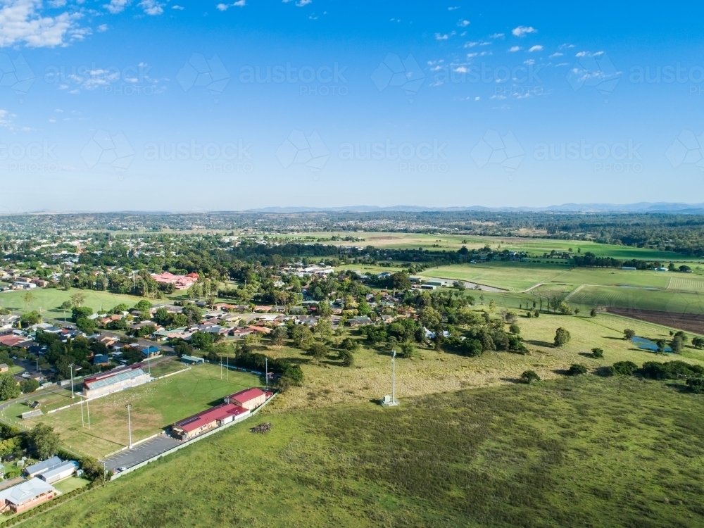 Image of sports field club grounds on edge of town backing onto ...
