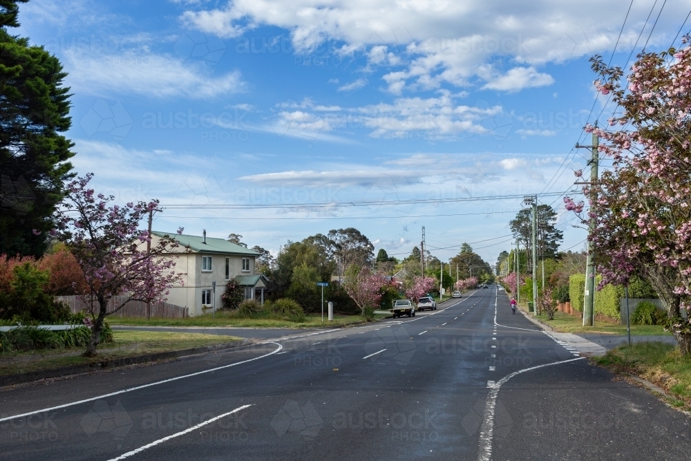 Image of springtime street scene in country town of Blackheath, Blue ...
