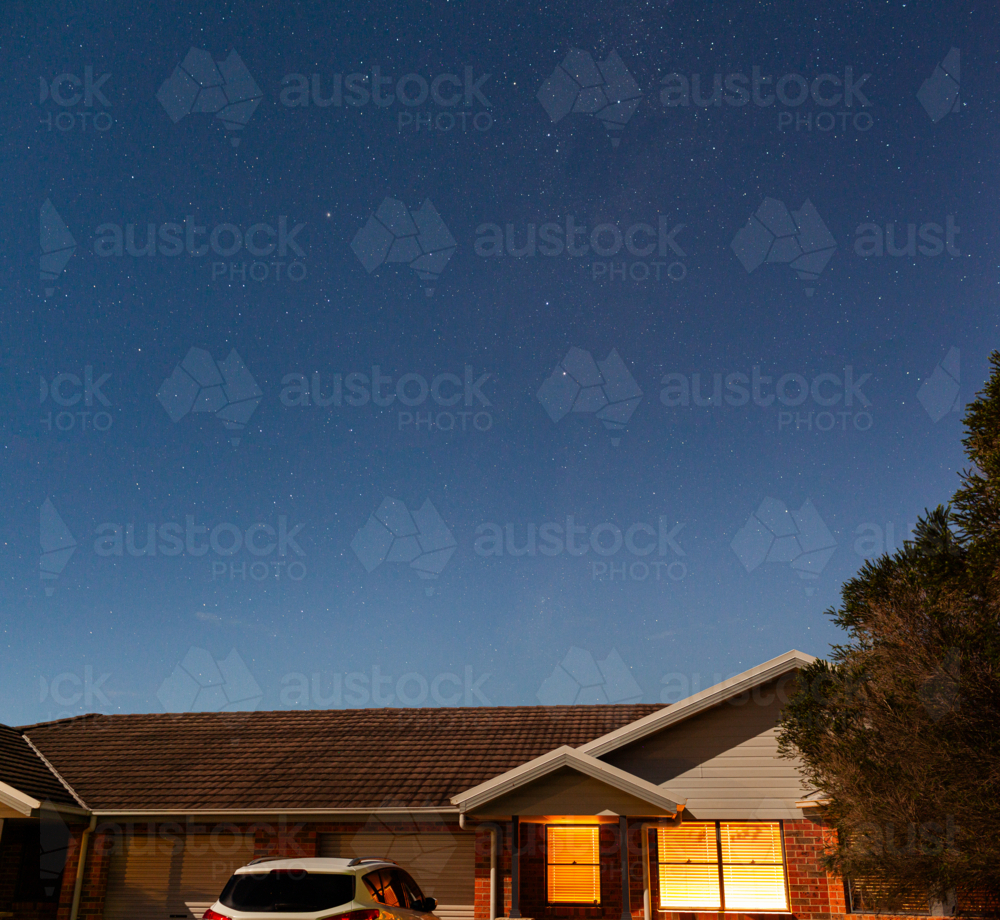 Image of Starry night sky in light polluted area seen from NSW ...