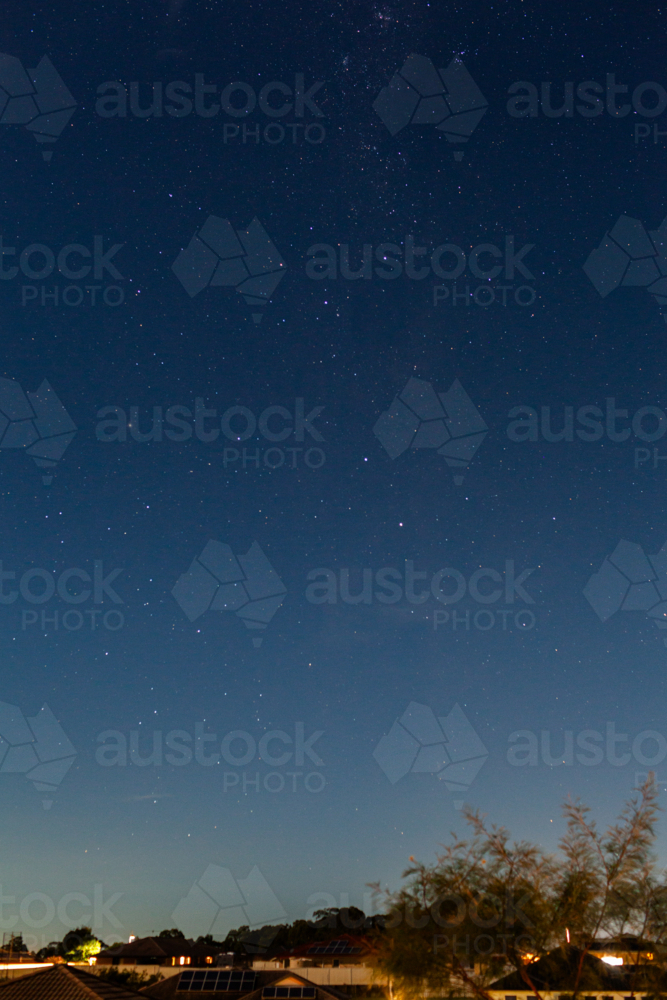 Image of Starry night sky in light polluted urban area seen from NSW ...