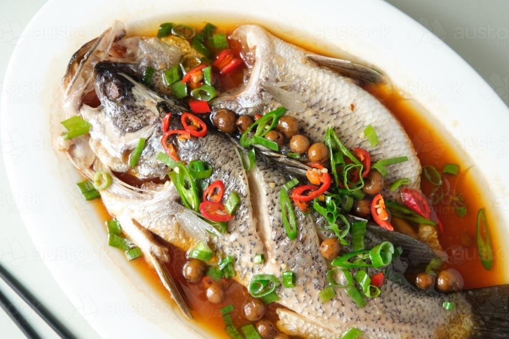 Image of Steamed fresh fish - Austockphoto