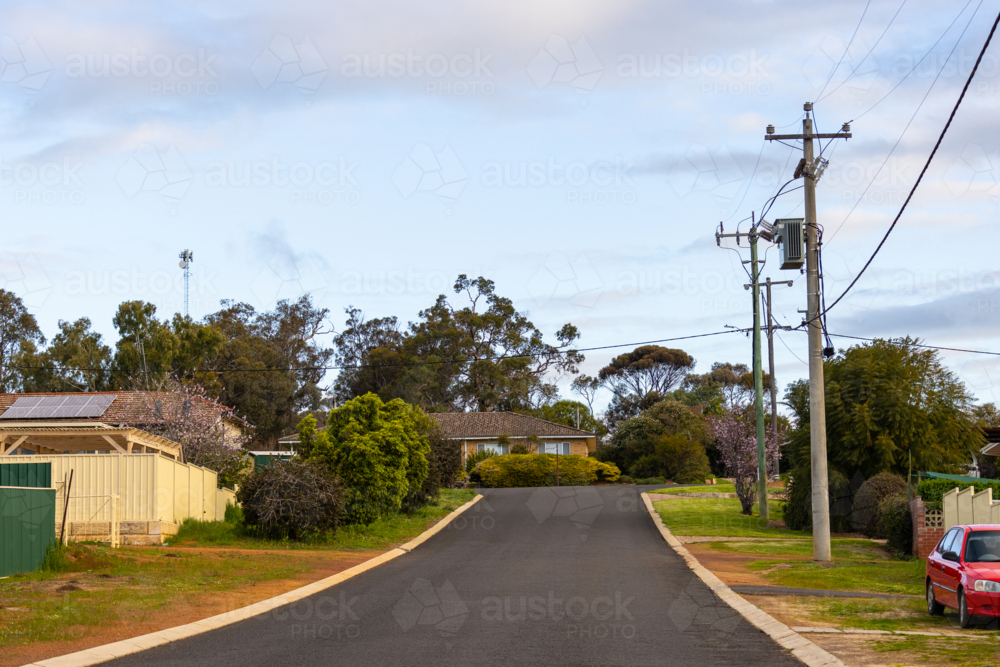 Image of street in small country town with central bitumen road and ...