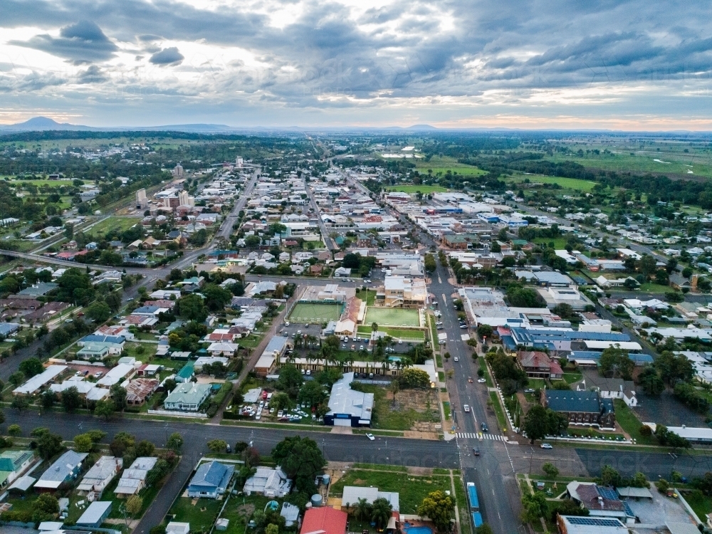 Image of Streets and houses of the country town of Gunnedah on overcast ...