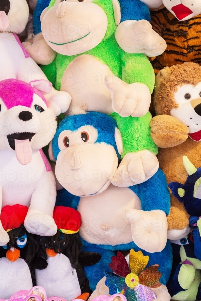 Image of stuffed toys at a funfair - Austockphoto